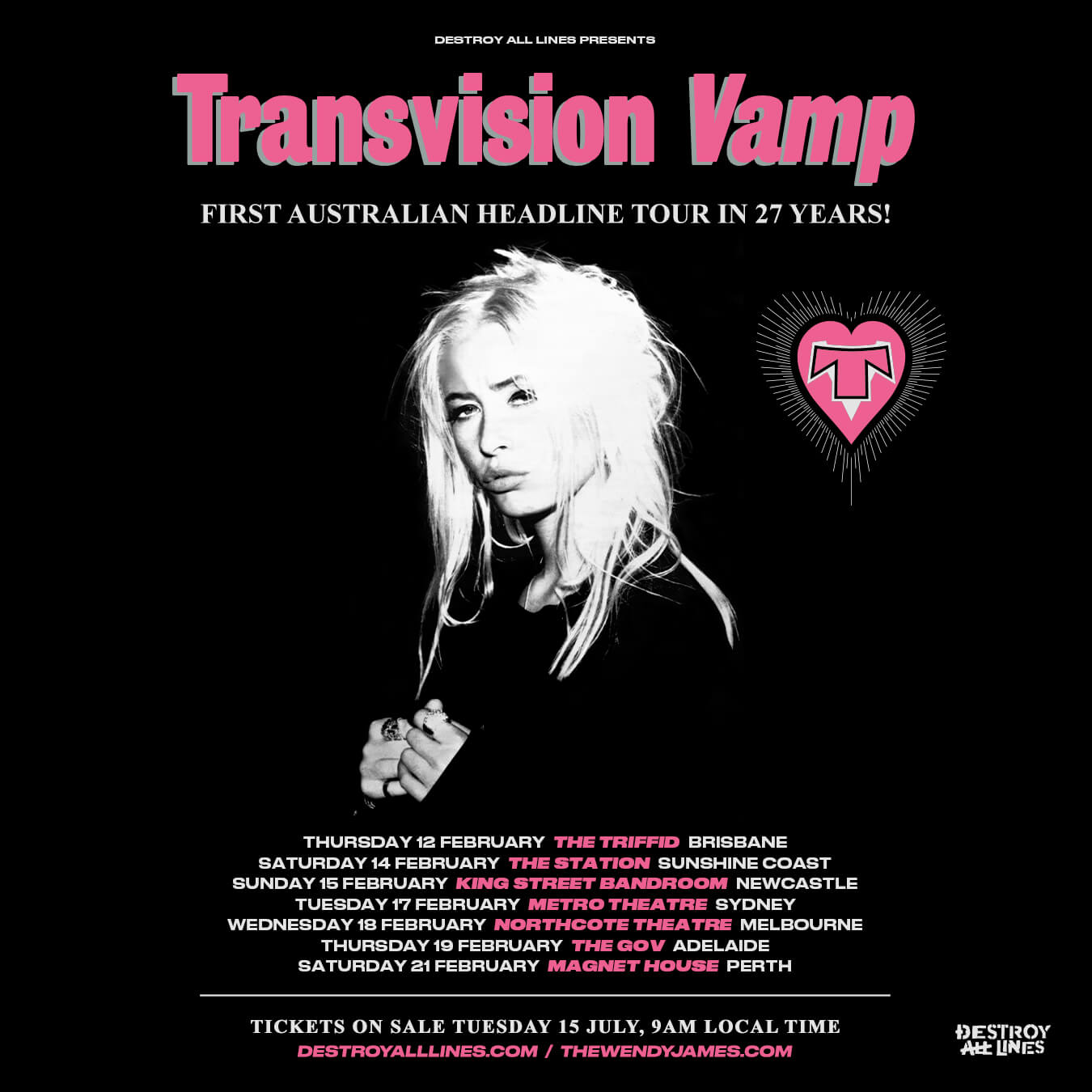 UK 80’s Icon Wendy James Announces Transvision Vamp Australian Tour ...